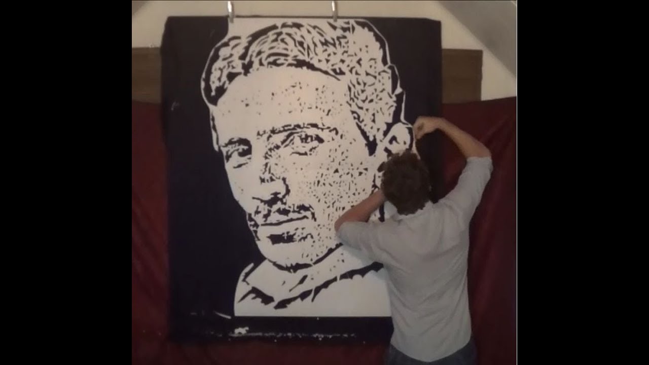 Tesla a cut out of paper portrait - YouTube