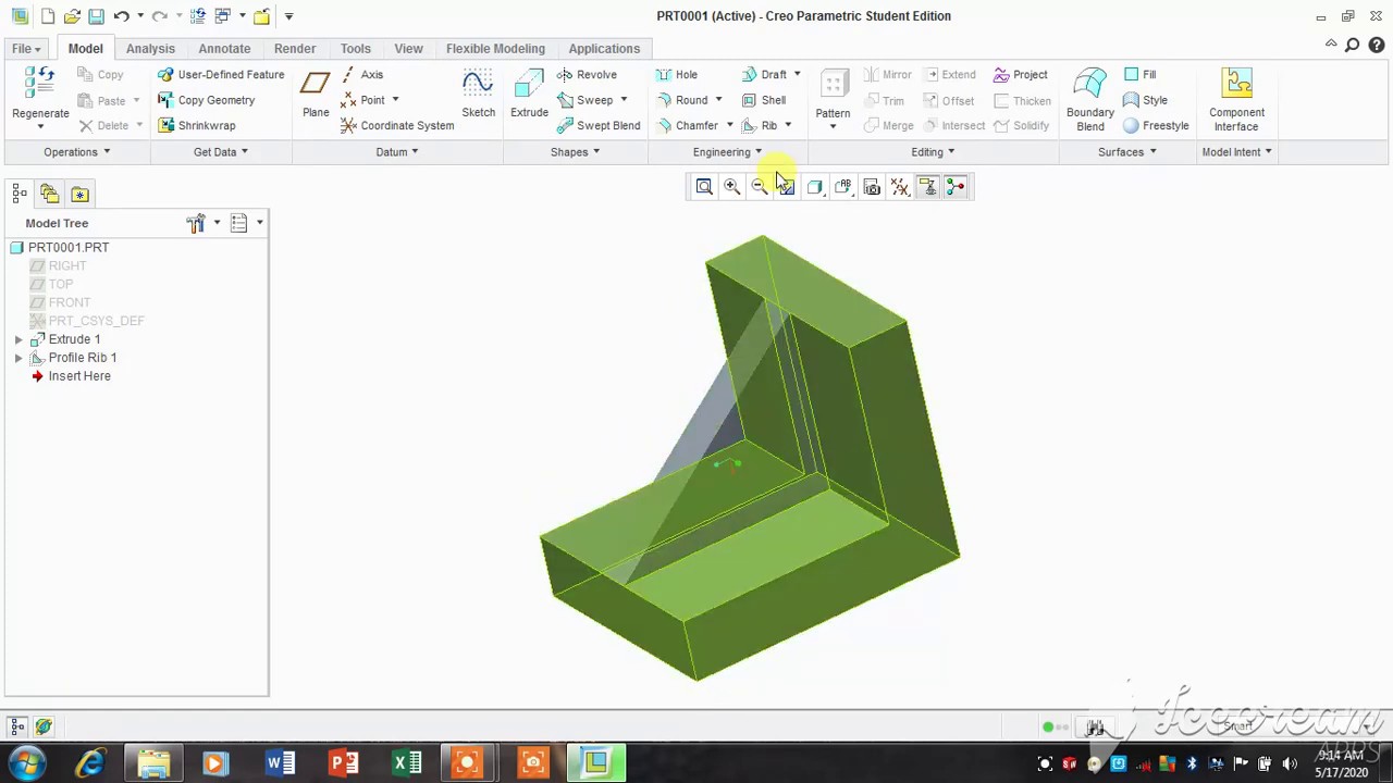 Rib Operation In Creo PTC |2020||#DESIGN_TECHNO - YouTube