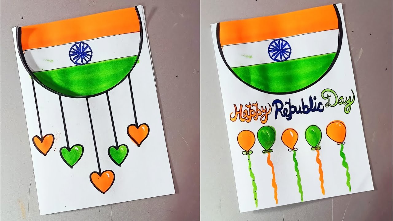 26 January Card| Easy & Beautiful Republic day Greeting Card| Republic ...