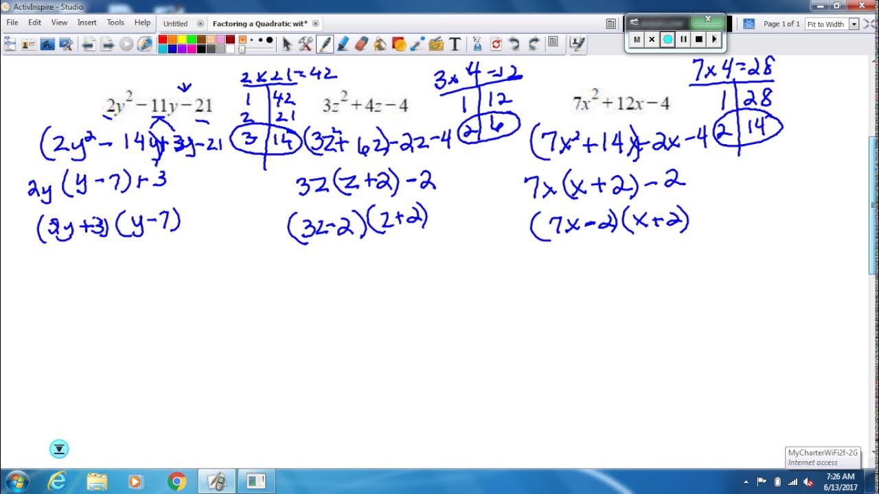 Factoring a Quadratic with Leading Coefficient Greater Than 1 Problem Type 1 - YouTube