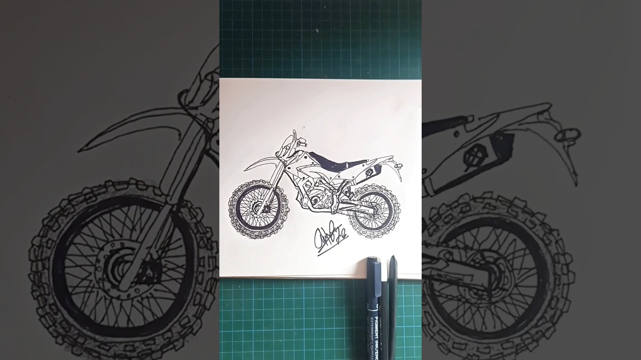 How to draw sketch Kawasaki KLX Motorcycle #drawing #tutorial #shorts # ...