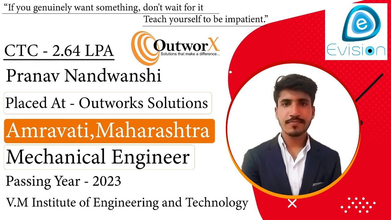 Congrats,|Pranav ,Selected in Outworks Solutions Pvt. Ltd.| 2.64LPA |ME ...