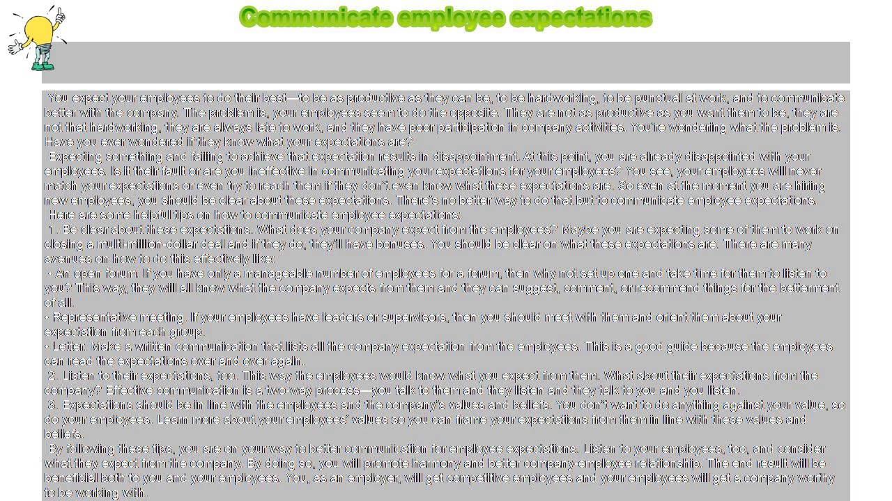 How to : Communicate employee expectations - YouTube