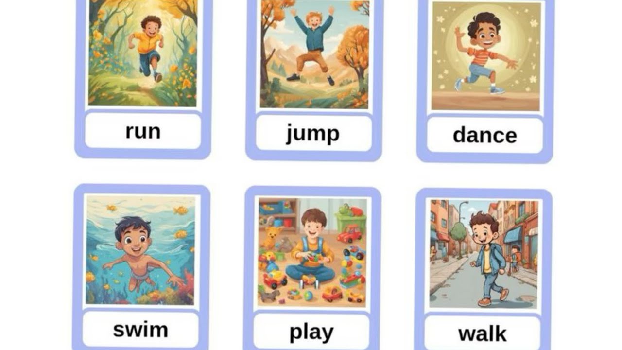 Action words flash cards 😍//learn action words - YouTube