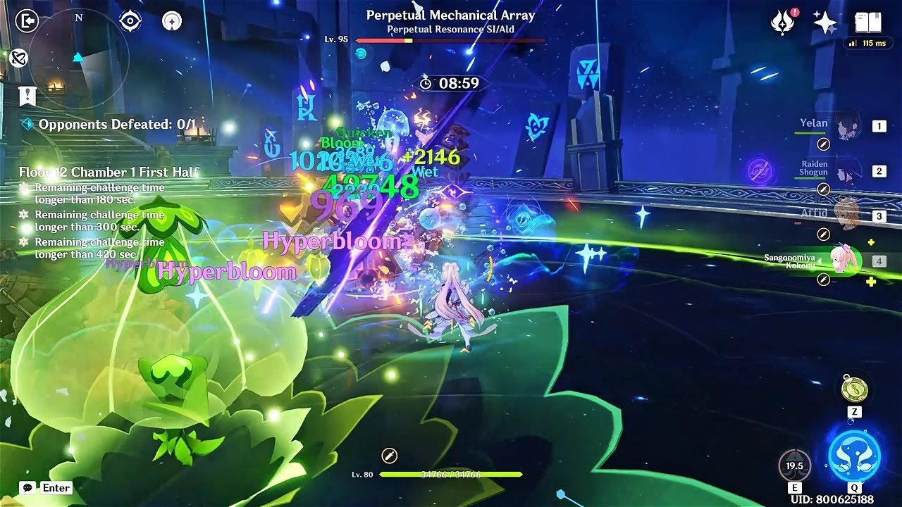 Hyperbloom Raiden Shogun with the New Artifacts Flower of Paradise Lost ...