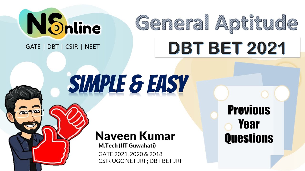 DBT BET JRF || BET 2021 || General Aptitude || Simple and easy ...