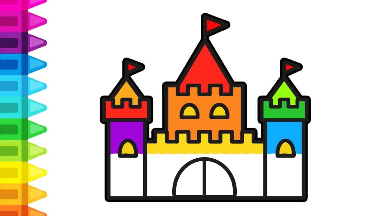 How to Draw and Coloring a Castle 🏰 Easy for Kids | THIS IS CHA - YouTube
