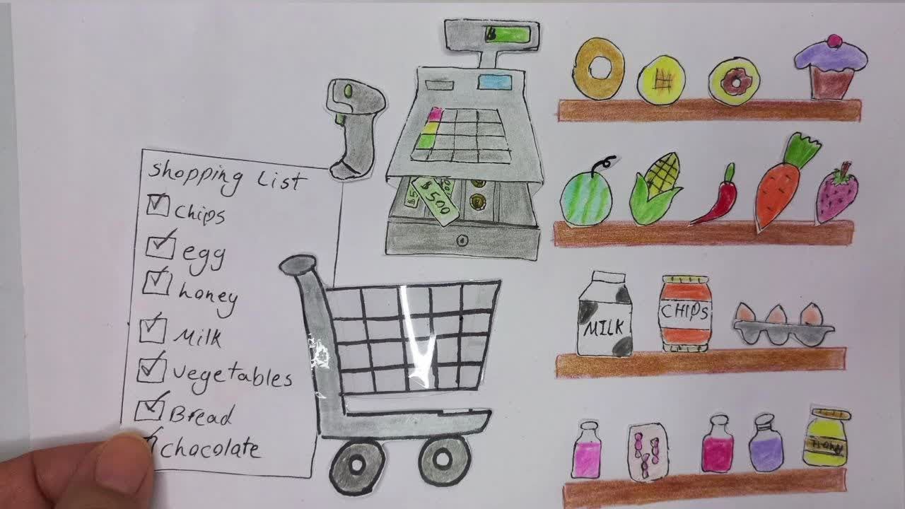 [💖paper diy💖] Super market shopping 🍩🍭Paper play #paperstory #ASMR 종이놀이 ...