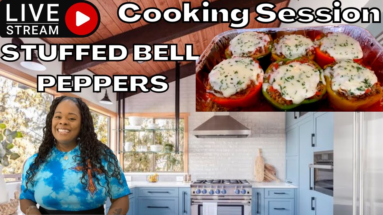 Gina Young live, cooking session, homemade stuffed bell peppers, pull ...