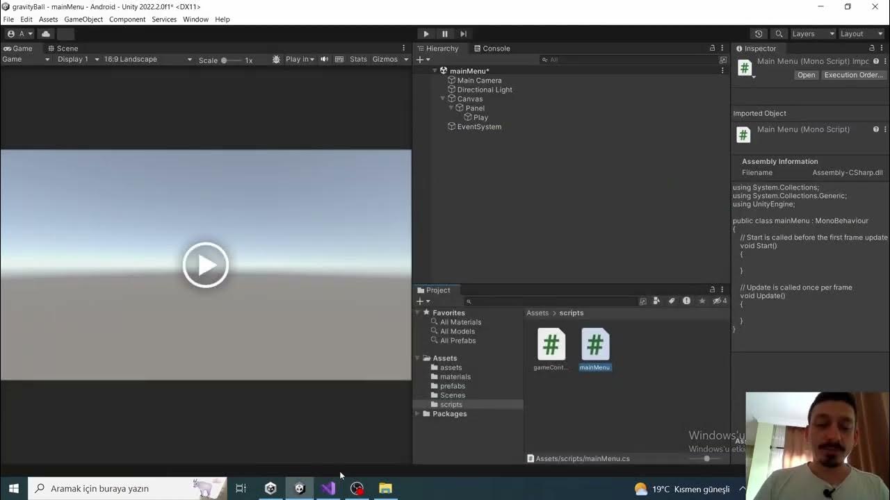 Unity 3D Mobil Oyun Geliştirme, 9- Buton Ve Canvas Ekleme (Gravity Ball ...