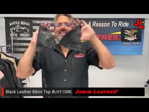 LH1108K - Black Leather Bikini Top