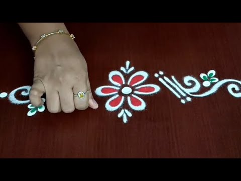 Easy border rangoli designs for beginners | Simple side kolam designs ...