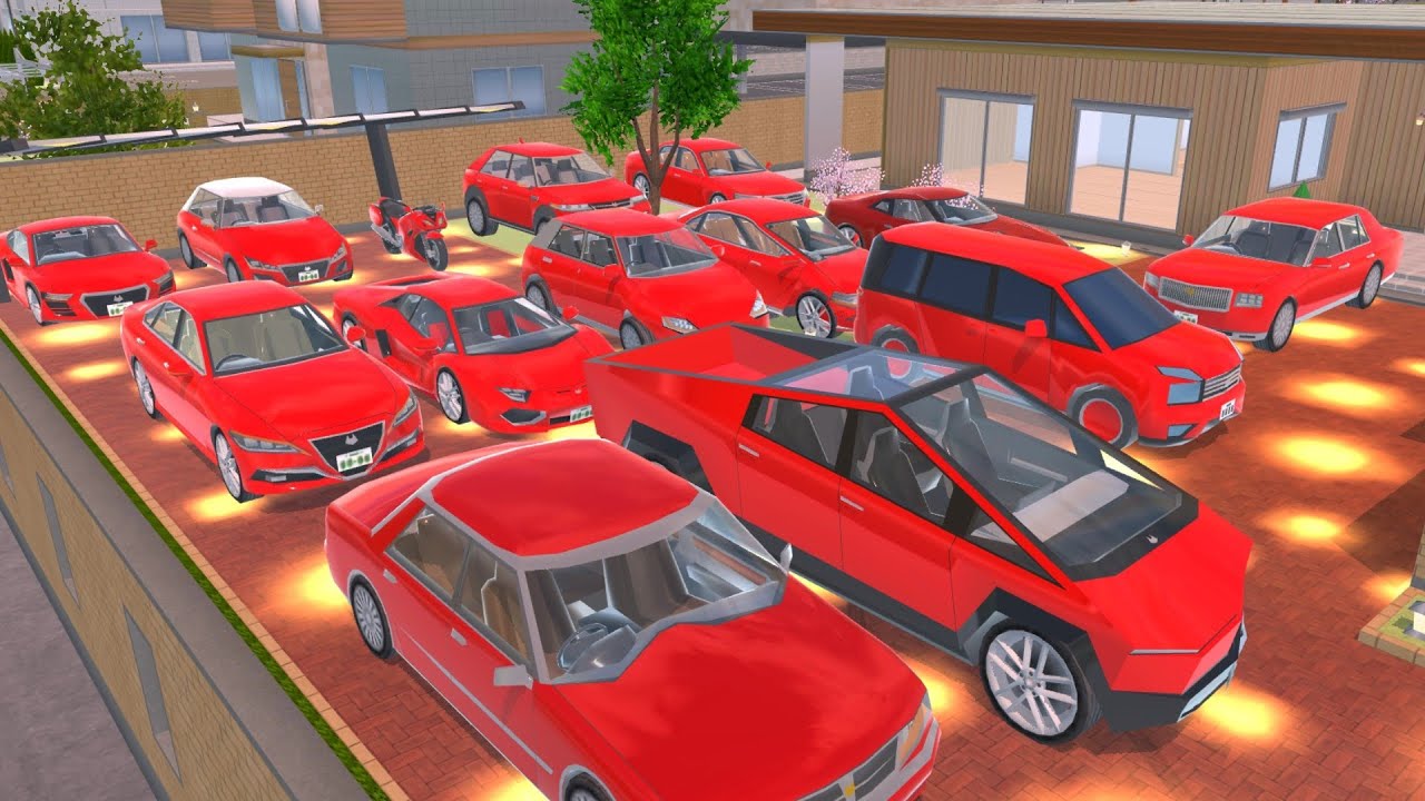 COLLECTION OF CARS OF RED COLOR AND A BUS AT BOY HOME IN SAKURA SCHOOL ...