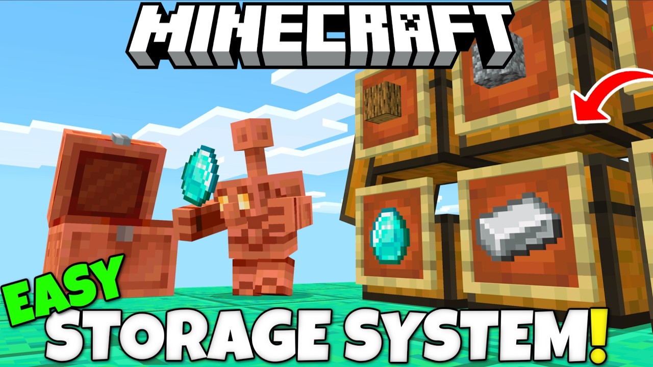 Minecraft: EASY Copper Golem SORTING SYSTEM Tutorial! (5 Designs) Minecraft Bedrock & Java ...