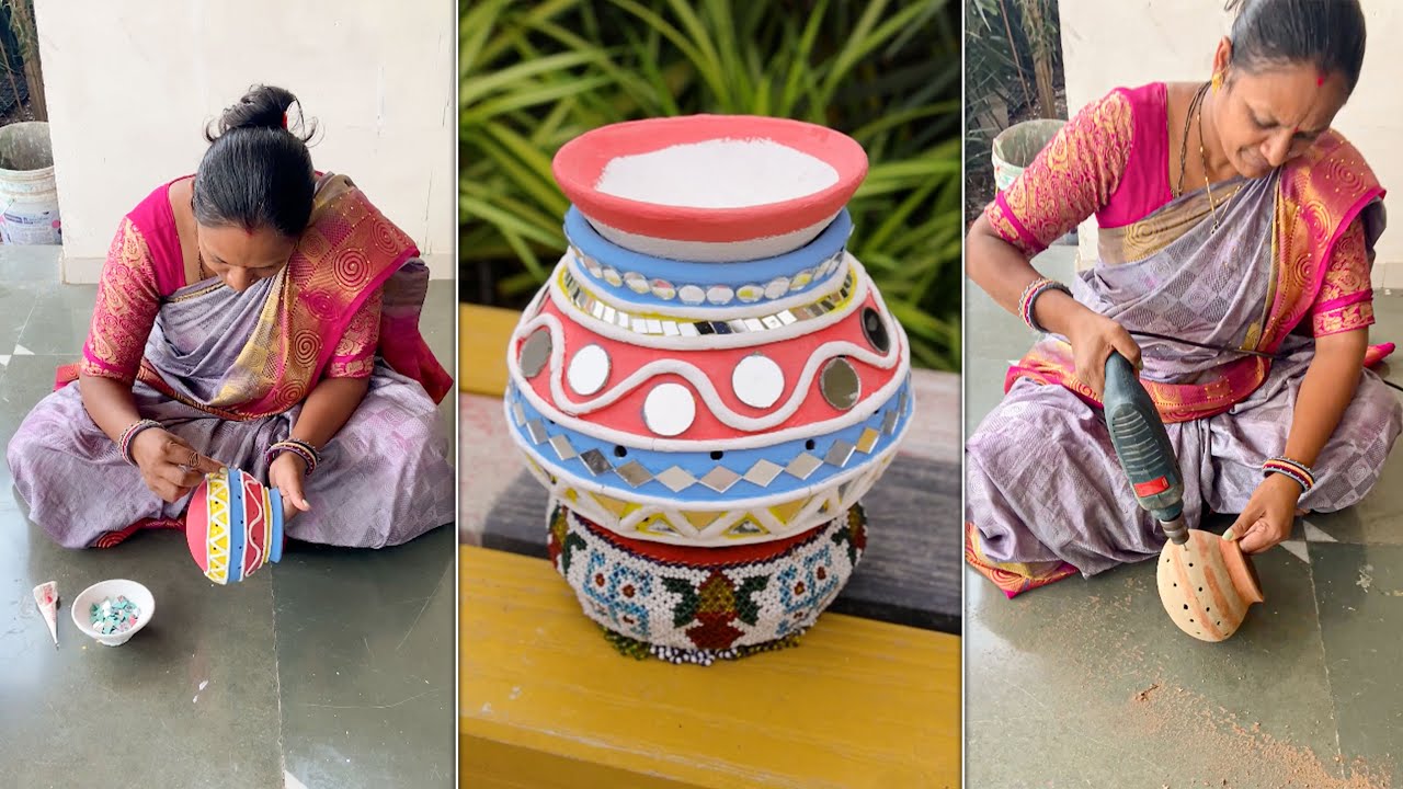 HARDWORKING WOMAN Decor Matka at Home - DIY Craft - YouTube