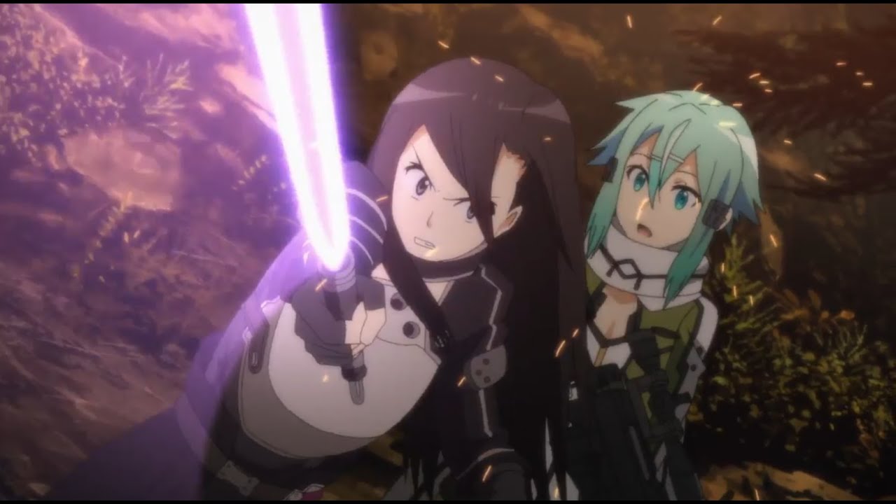 Kirito & Sinon- GGO- Kirito deflects bullets in GGO-Sword Art Online ...