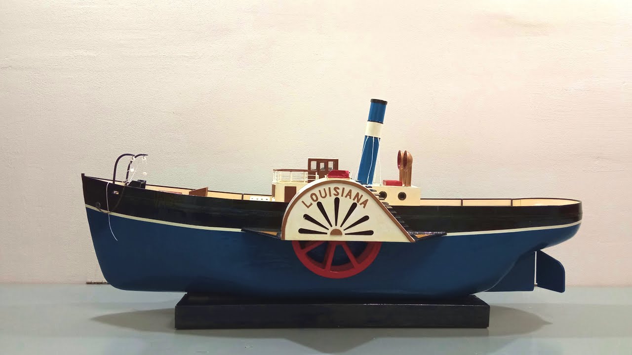 RC ship model test in the lake. My homemade RC steamer model "Louisiana ...