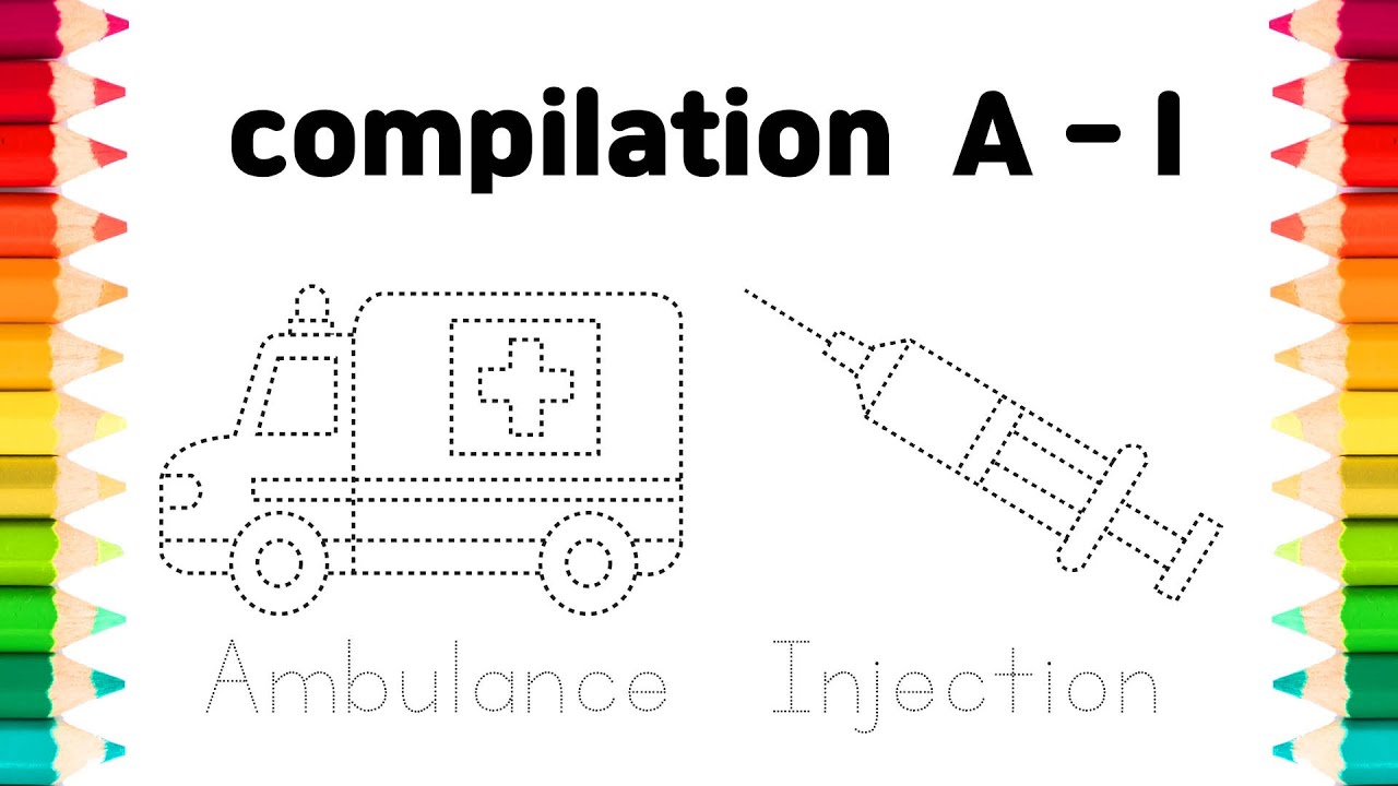 [compilation] Learn Alphabet A ~ I Words with Drawing and Coloring ...