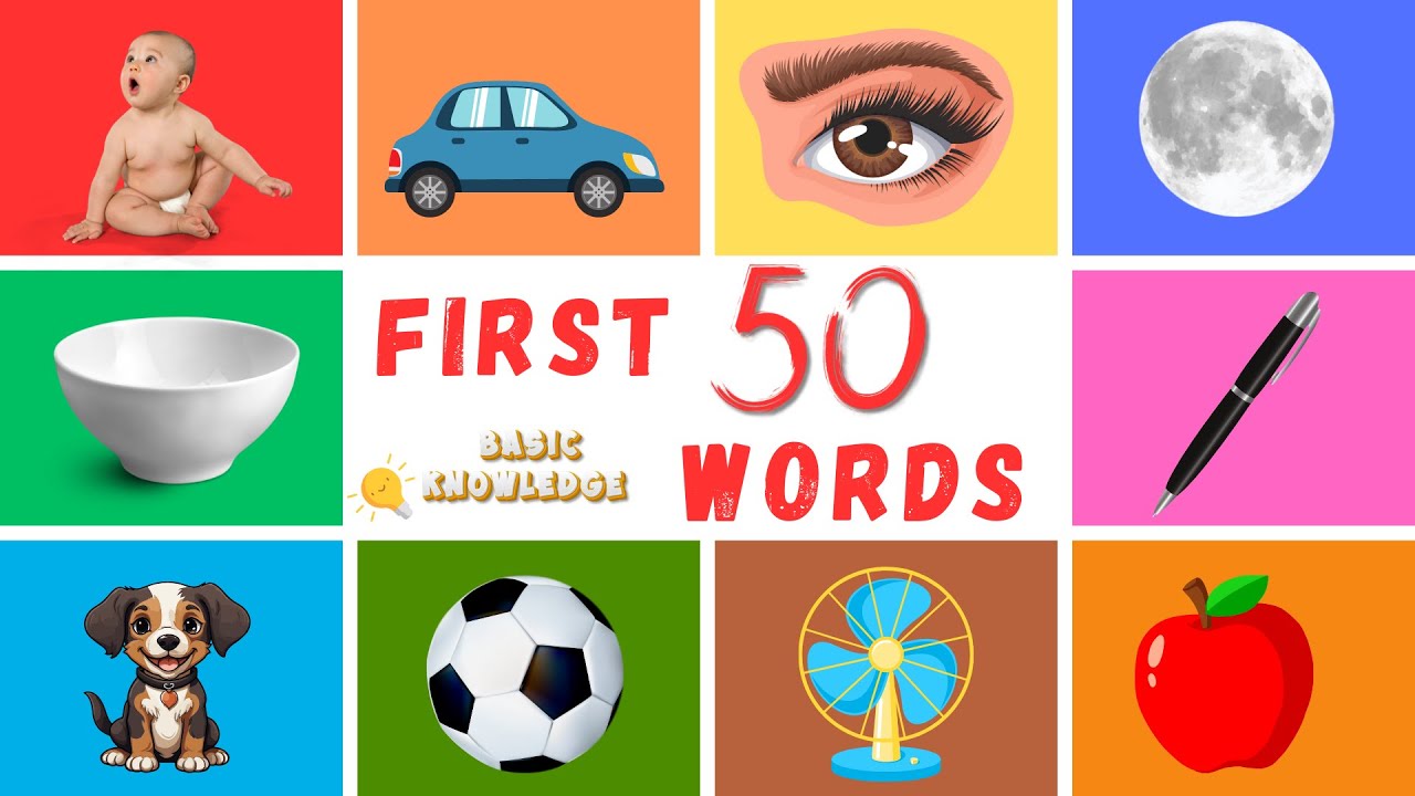 First 50 English words for Toddler | Basic Vocabulary | Learn with ...