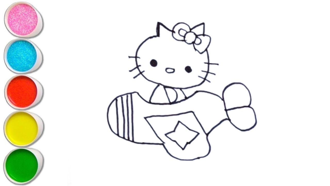 Hello Kitty Flying an Airplane Drawing | Hello Kitty Drawing and ...
