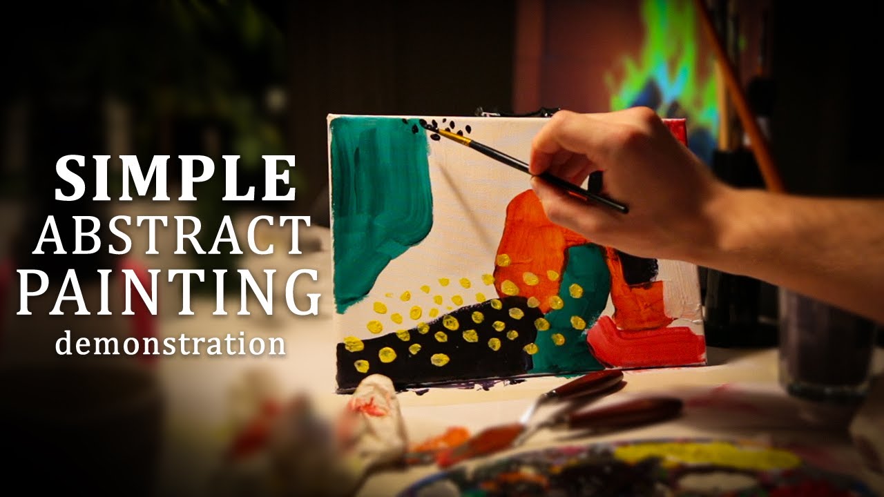 SIMPLE ABSTRACT PAINTING WITH ACRYLICS // DEMONSTRATION - YouTube
