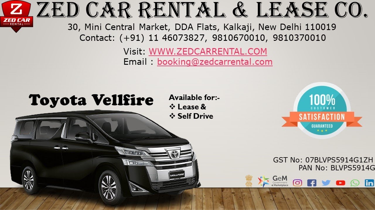 Toyota Vellfire now available with ZED CAR RENTAL & LEASE CO. - YouTube