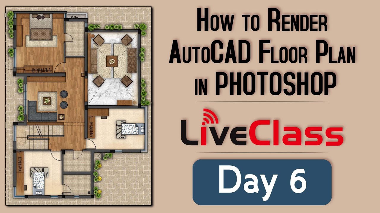 Day 6 | PHOTOSHOP Architecture | How to Render AutoCAD/Pdf Floor Plan ...
