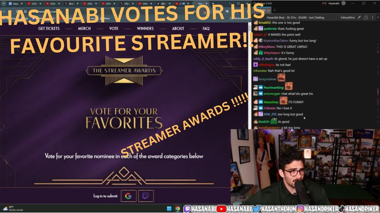 HASAN VOTES FOR THE STREAMER AWARDS - YouTube