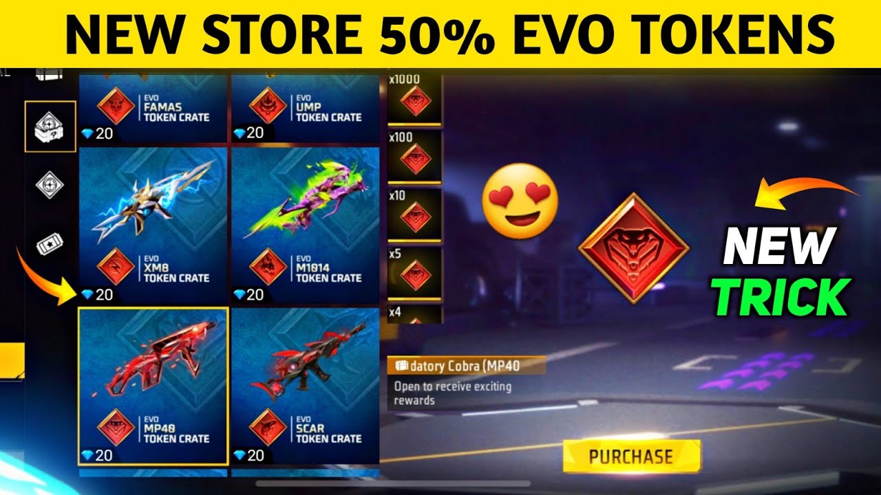 New Store 50% Discount Evo Tokens Kaise Le? 😍 | FF Evo Token Crate 20 ...