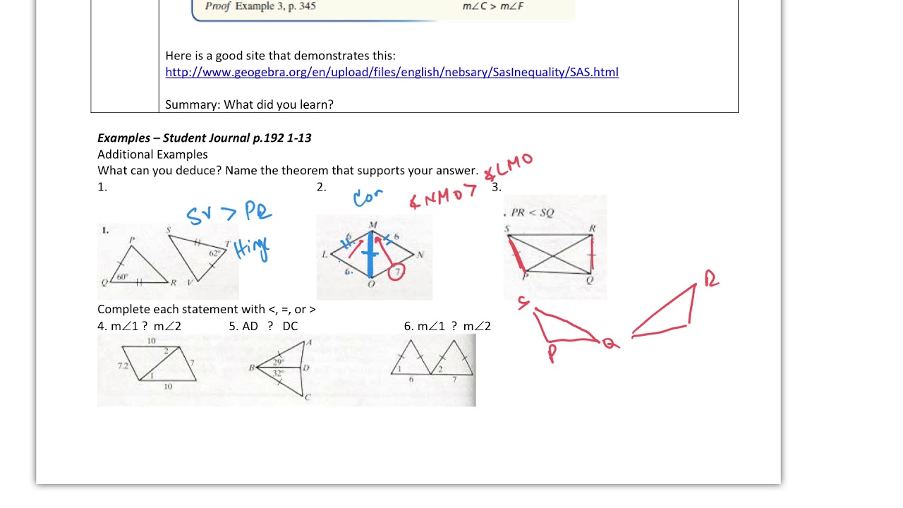 Sas Inequality Theorem