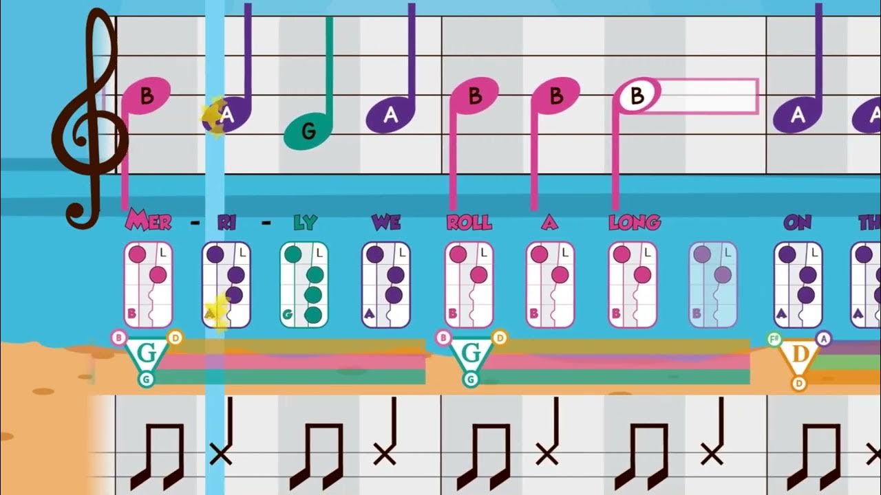 Recorder ~ Merrily We Roll Along (Orange Belt) ~ Colored Notes - YouTube