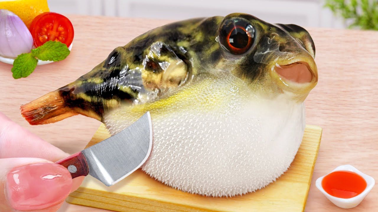 🐡 Primitive Technology Miniature Grilled Mud Puffer Fish So Tasty 🐬 ...