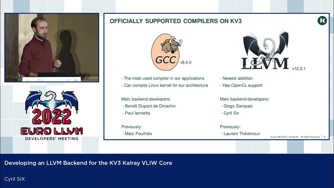 2022 EuroLLVM Dev Mtg “Developing an LLVM backend for the KV3 Kalray VLIW core” - YouTube