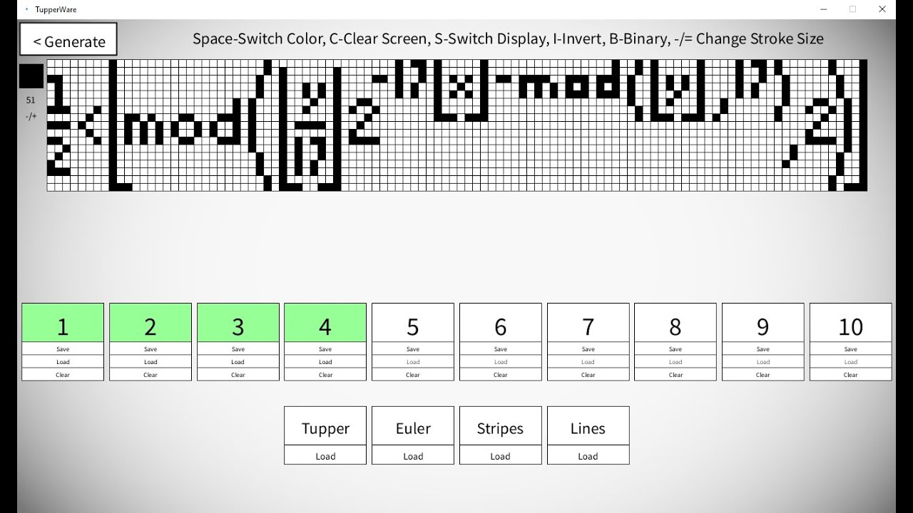 TupperWare (Tupper's Self Referential Formula Visualizer) Demo - YouTube