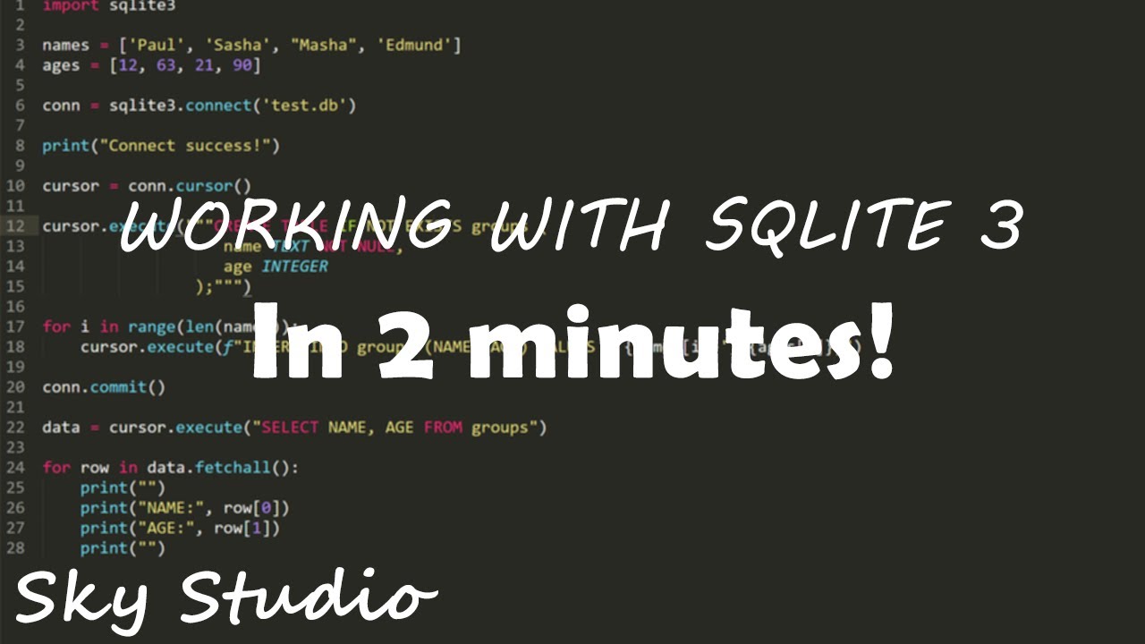 Programming In Python With Sqlite3 Program In 2 Minutes Youtube