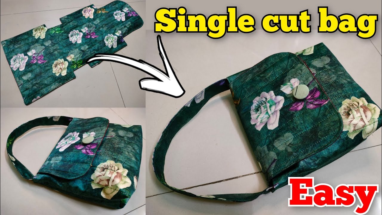 Single cut bag making/ ladies handbag making at home/ bag cutting and ...