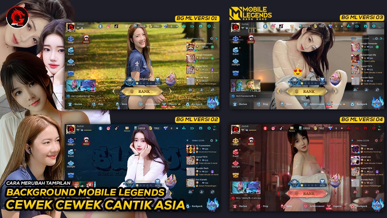 4 Versi Background ML Cewek Cewek Cantik Asia Super Bening - YouTube