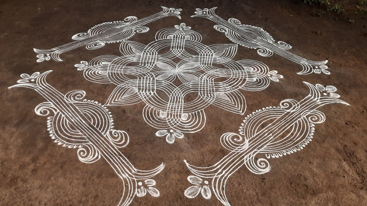 Sankranthi muggulu//dhanurmasam geethala muggulu//easy daily rangoli ...