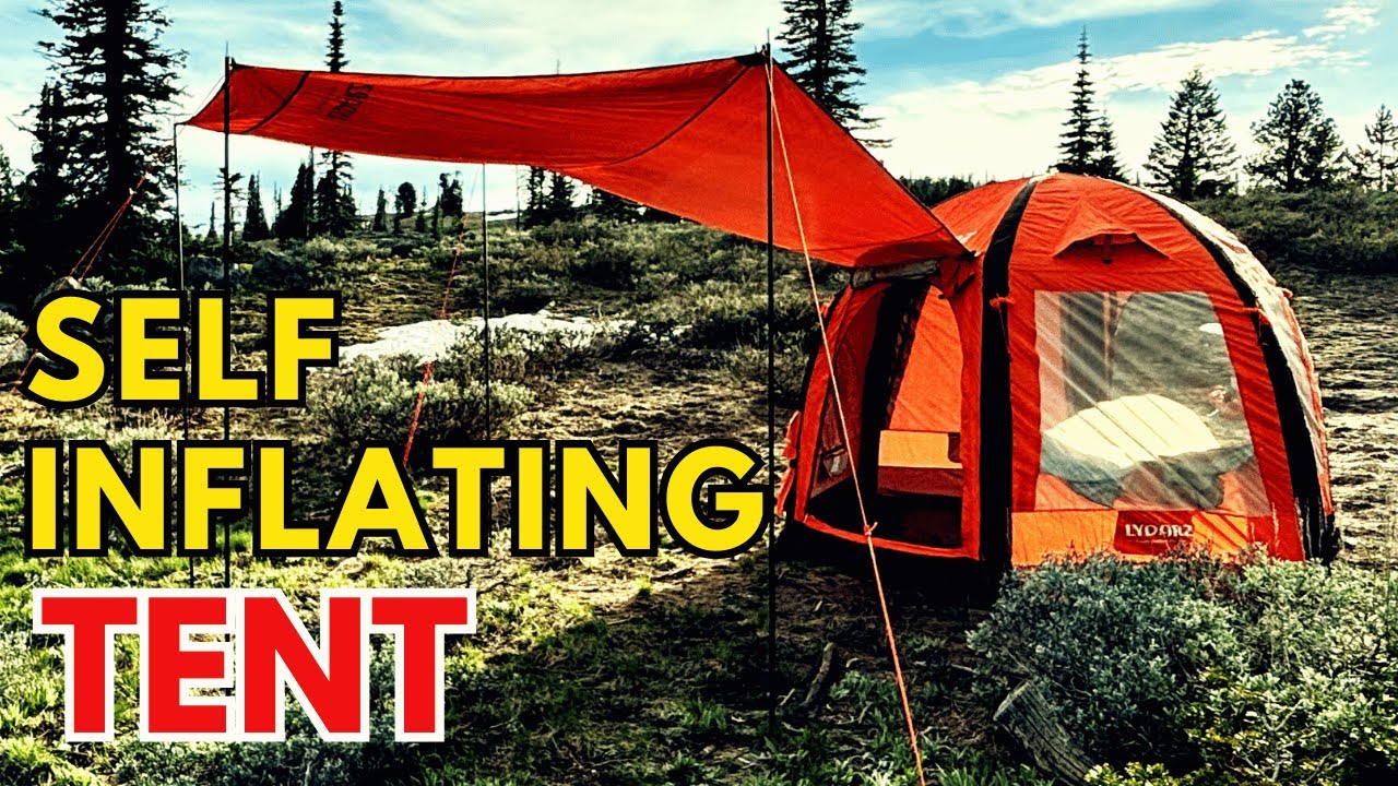 CAMPING IN A PUSH BUTTON INFLATING TENT - Lydarz Inflatable Tent - YouTube