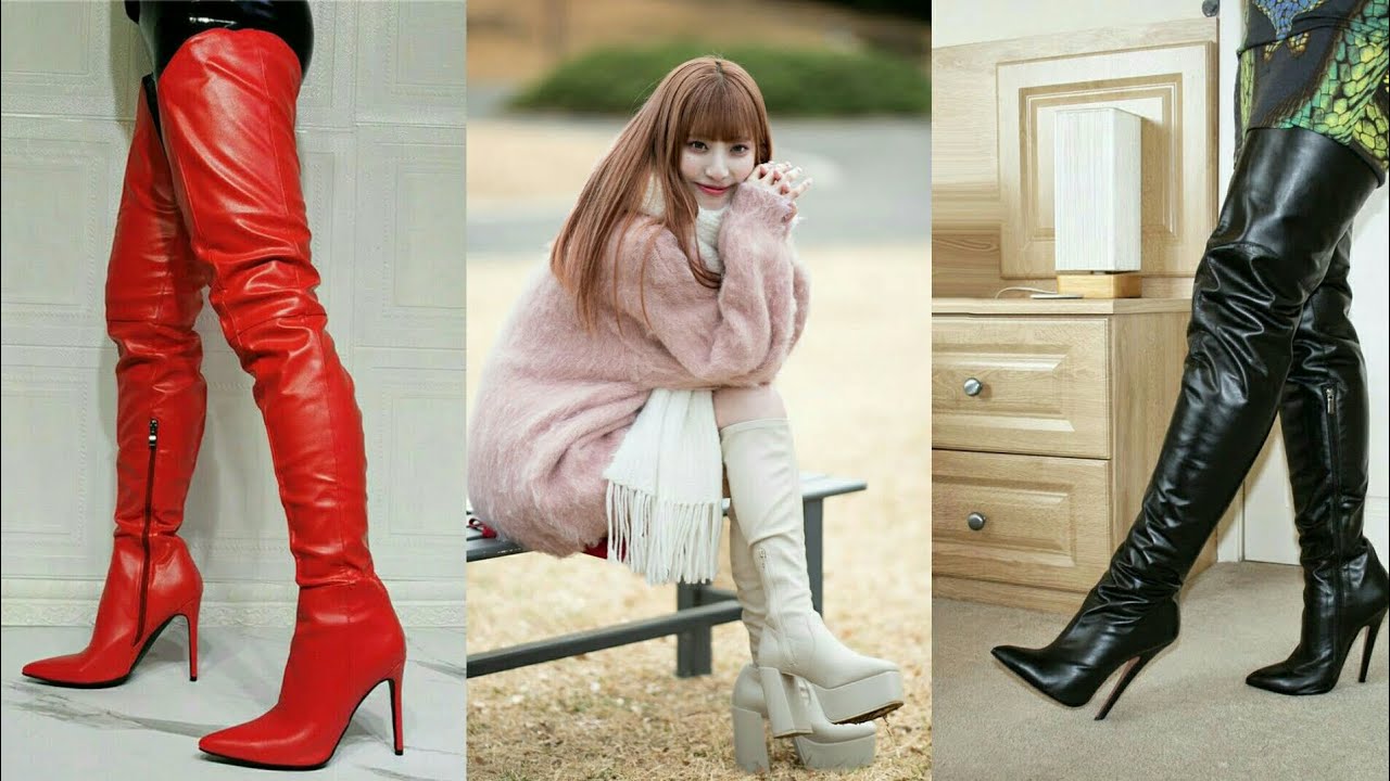 outstanding and eye catching collection of leather long boots - YouTube
