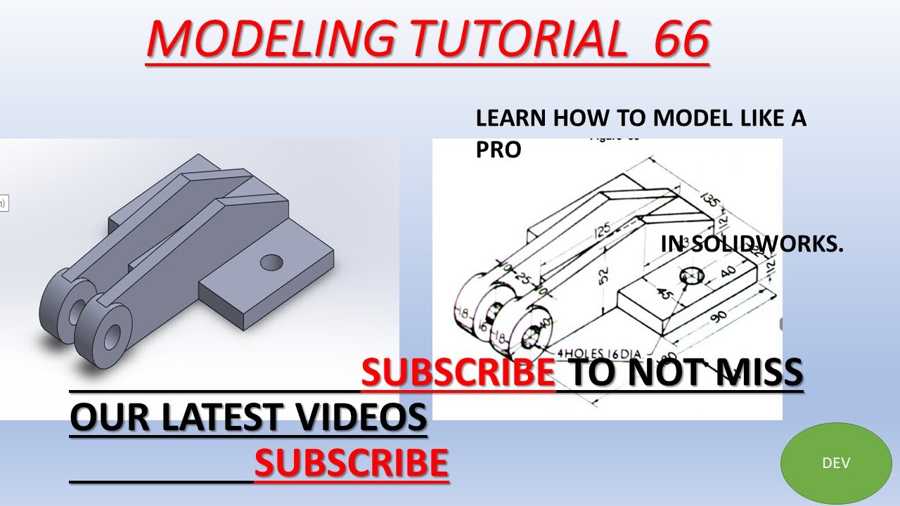 SolidWorks Modeling of part tutorial with Exercise 66 - YouTube