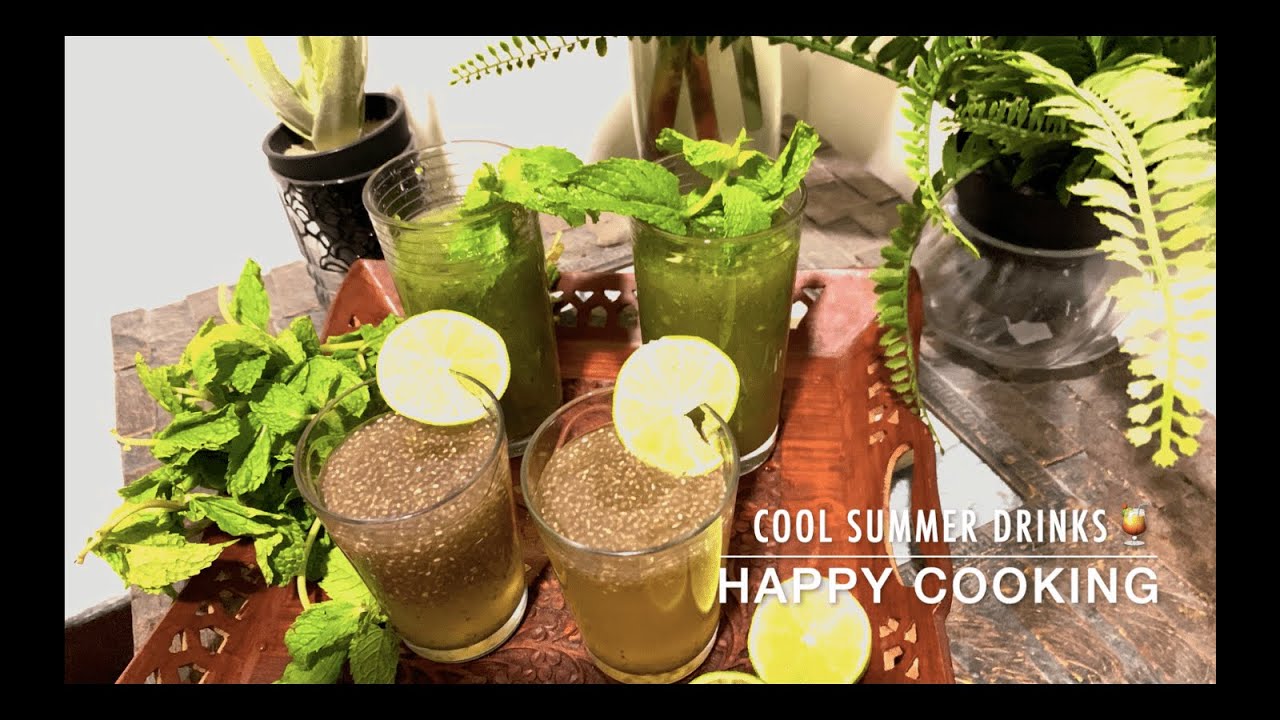 COOL SUMMER DRINK RECIPE||AAM PUDINA SHARBAT||SABJA SEED SHARBAT||MANGO ...