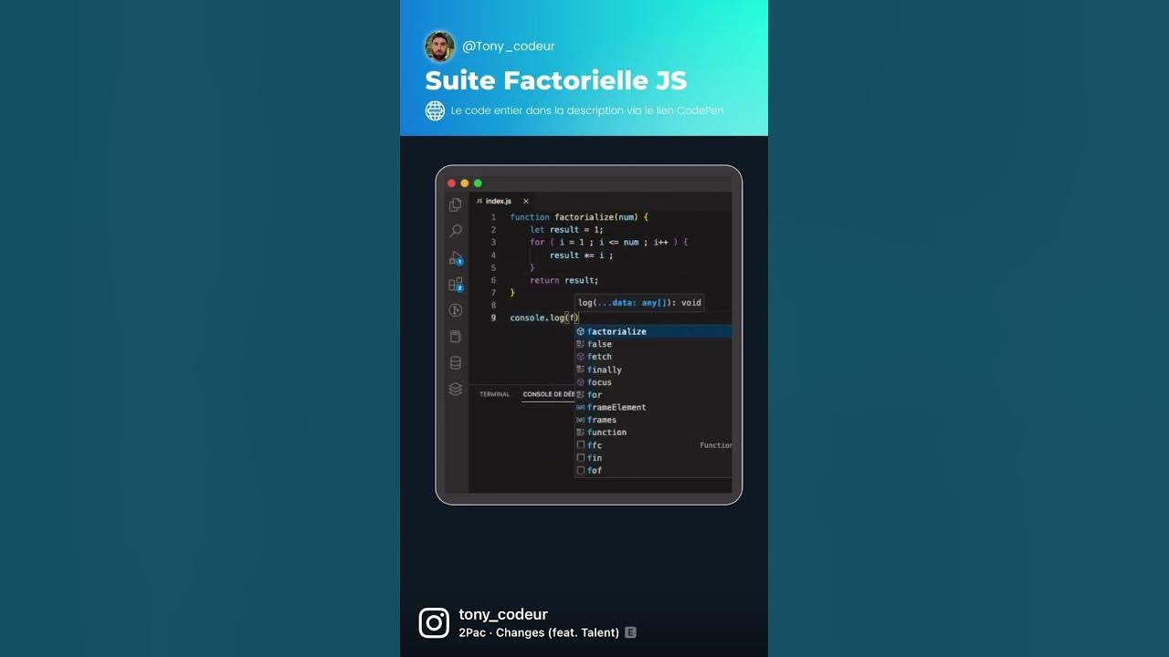 Suite Factorielle En Javascript Youtube