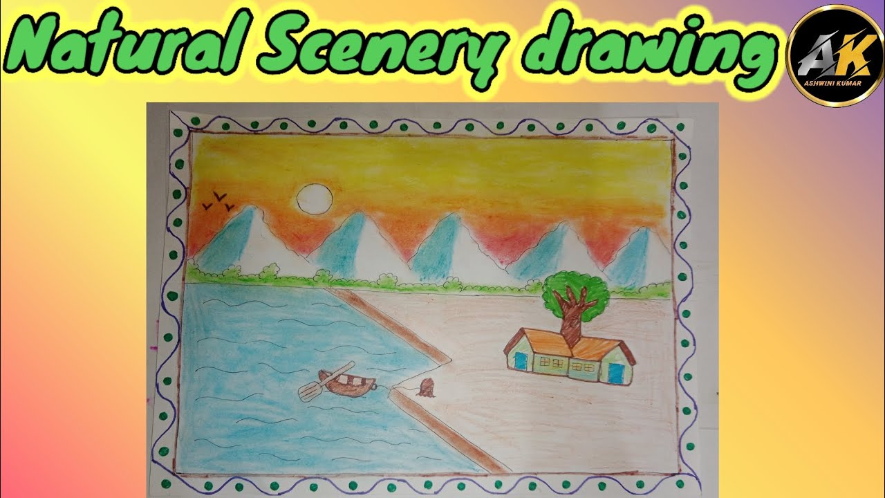 How to draw natural Scenery | Prakartik Drisya kaise banayen | - YouTube