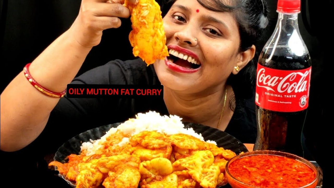 OILY MUTTON FAT CURRY EATING 🔥 SPICY AND HOT MUTTON FAT 🔥WITH COCA-COLA ...
