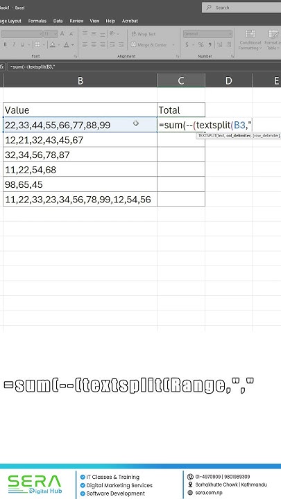 How to calculate the sum numbers separated by column? - YouTube