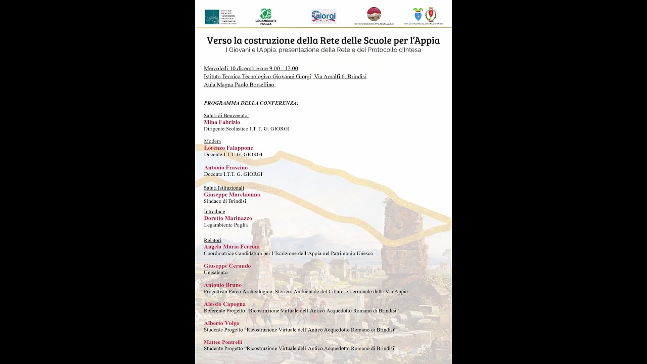 Brindisi - Verso la costruzione della Rete delle Scuole per l'Appia ITT ...