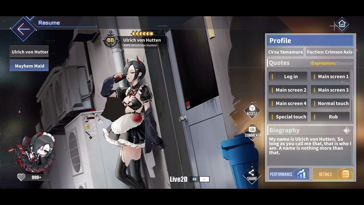 [Azur Lane] Ulrich von Hutten "Mayhem Maid" Skin *Special Touch* - YouTube