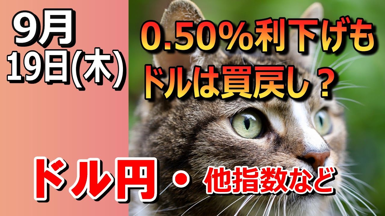 【TAKA FX】FOMC0.5%利下げ！ドル円他各通貨の環境認識解説。各種指数、GOLDなど 9月19日(木) - YouTube