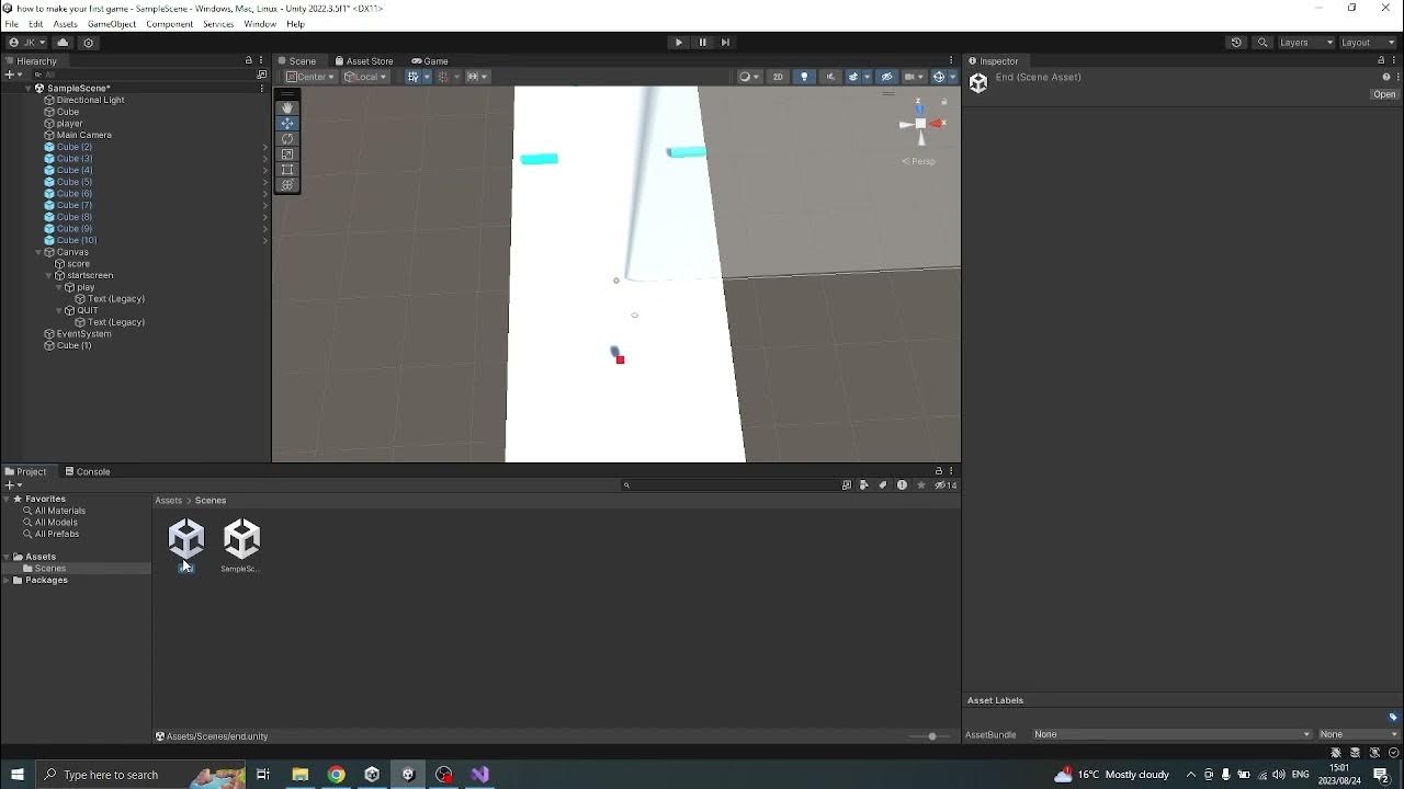 make your first game | make a end screen in unity - YouTube